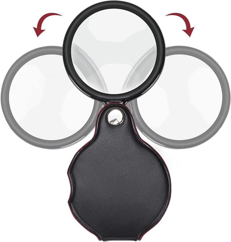 TEOYALL 10X Small Magnifying Glass, 2 PCS Mini Pocket Magnifier Folding ...