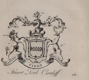 1779 ANTIQUE PRINT ~ STUART ~ FAMILY CREST COAT OF ARMS LORD CARDIFF | eBay