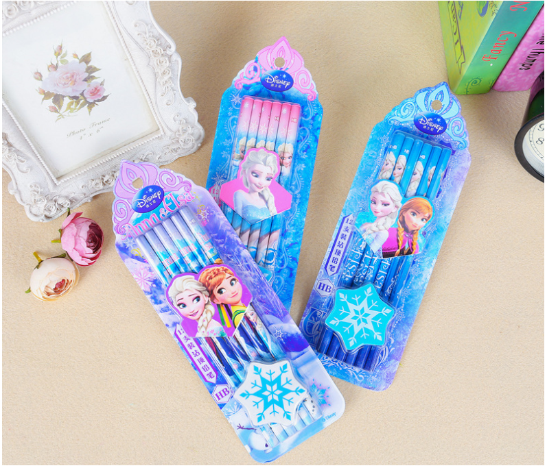 12PC Frozen Elsa HB Pencils Snow Eraser Kids Childrens Party Bag ...