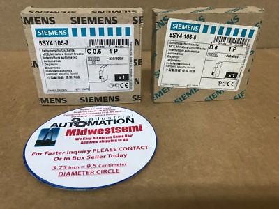 LOT 2 NIB SIEMENS 5SY4 105-7 + 5SY4 106-8 230/400V MCB MINIATURE ...