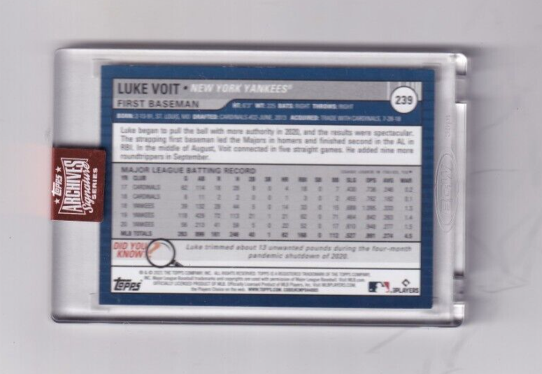 2023 LUKE VOIT TOPPS ARCHIVES AUTO/ AUTOGRAPH 09/57 NEW YORK YANKEES | eBay