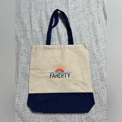 FAHERTY Canvas Tote / Beach Bag Reusable White / Navy One Size | eBay