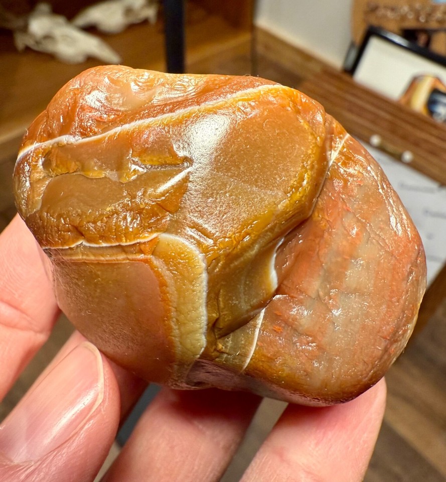 7.15oz LAKE SUPERIOR AGATE STUNNING RED AND WHITE WATER WASHED WRAP ...