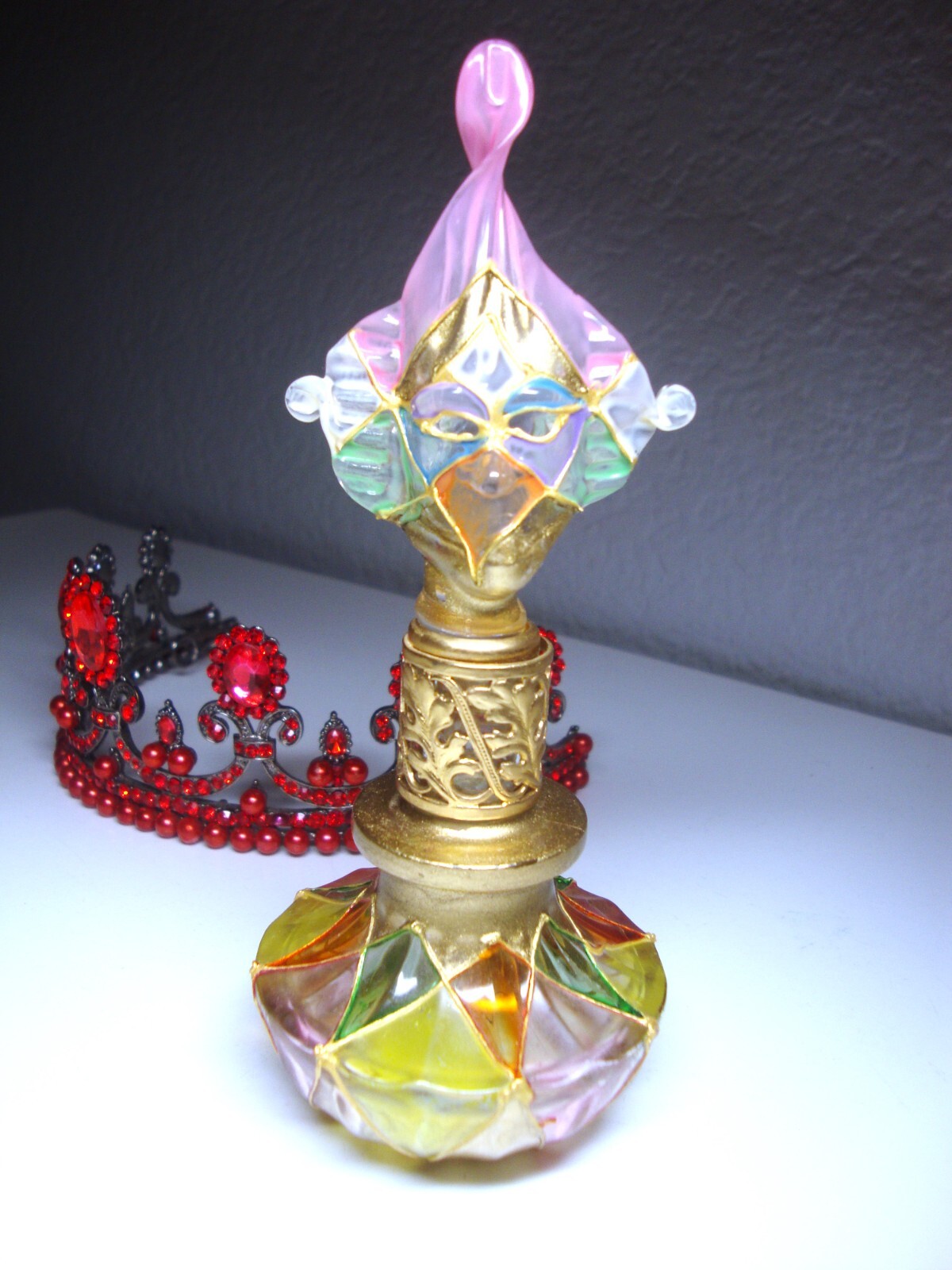 Unique Multicolored Harlequin Perfume Bottle - Harlequin Mask Cap | eBay