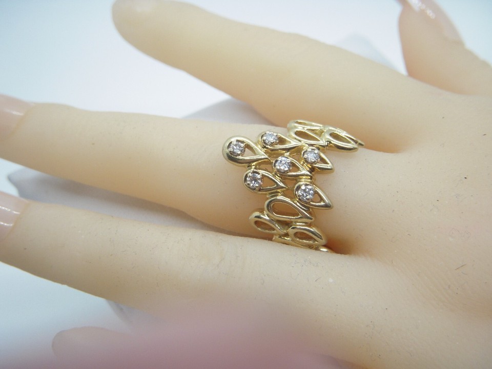 18k Solid Gold Multi Diamond Custom Made Dinner Ring Size 8 SAVE 2,200 ...