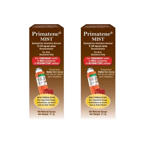 2 Pack Primatene Mist Epinephrine Inhalation Aerosol - 11.7g Asthama ...