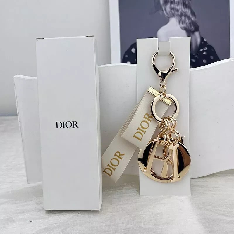 Dior Novelty Charm Gold Lucky Logo With diamond Keychain VIP Gift NEW ...