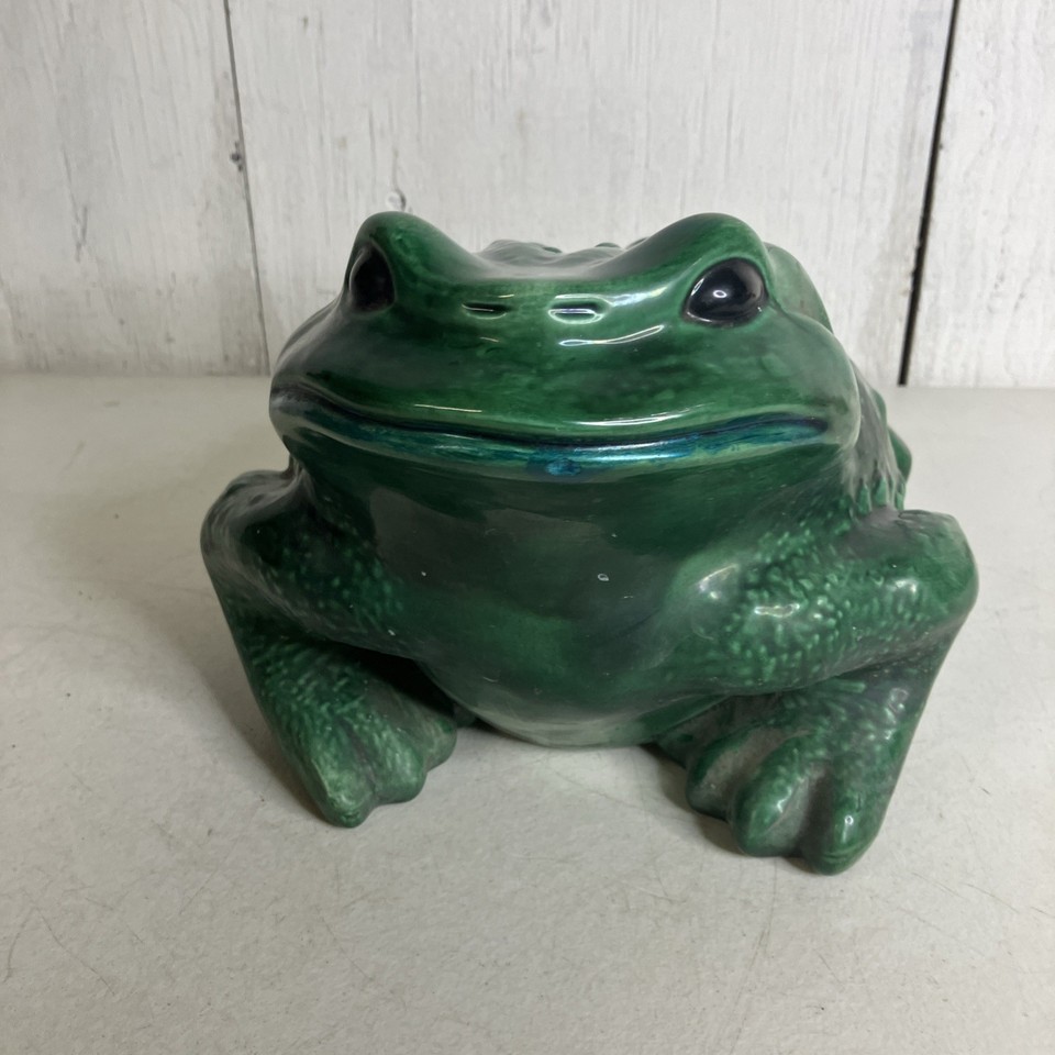 Vintage ARNELS Dark Green Large Ceramic Pottery Garden Decor FROG ...