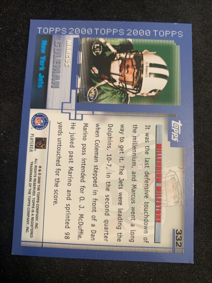 2000 Topps Milestones Card #332 Marcus Coleman New York Jets NmMt Free ...