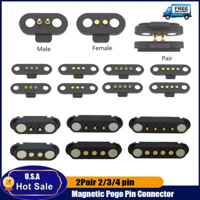 2Pair Waterproof Spring-Loaded Magnetic Pogo pin Connector 2/3/4Pin ...