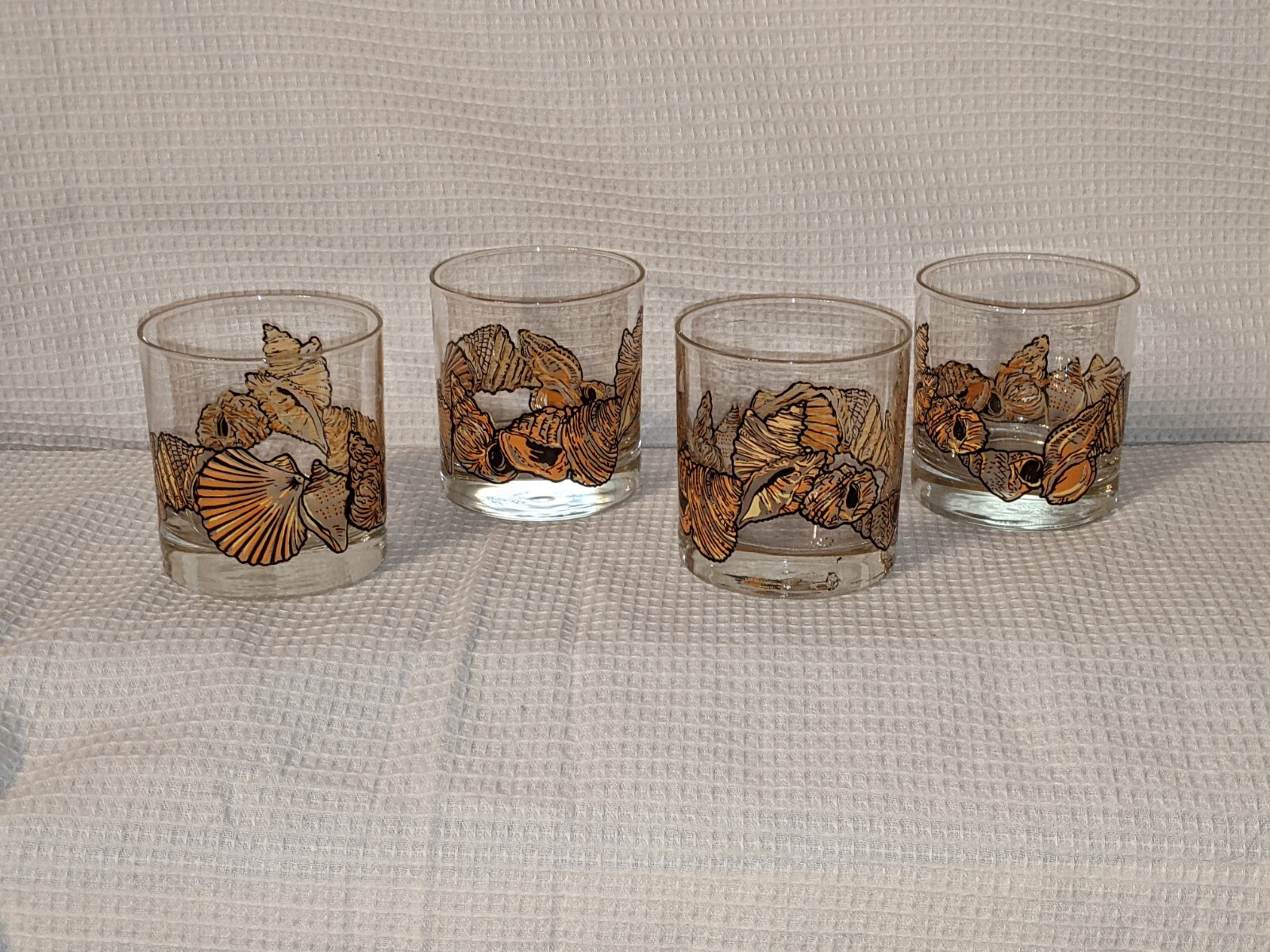 Rare Vintage sea shell drinking glasses whiskey tumblers Set of 4 | eBay