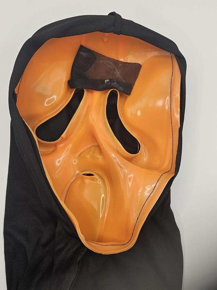 Vtg Scream Ghostface Flourescent Orange Mask Easter Unlimited Fun World ...
