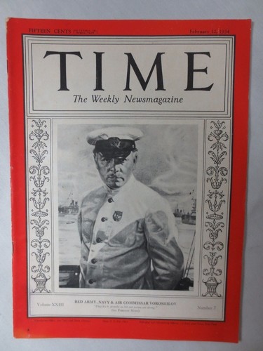 1934 Time Magazine kliment Voroshilov Stalin era Military officer | eBay