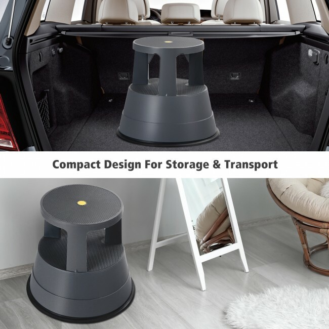 Kick Stool Rolling Step Stool W/Non-Slip Rubber Platform 330LBS ...