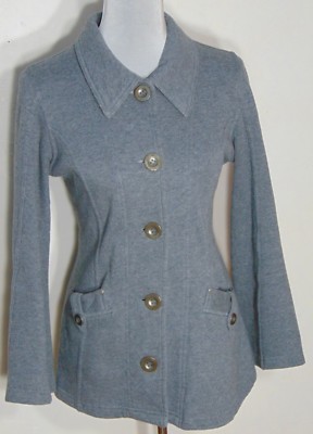 Three Hearts Women's Gray Collared Button Down Fleece Lined Knit Jacket ...