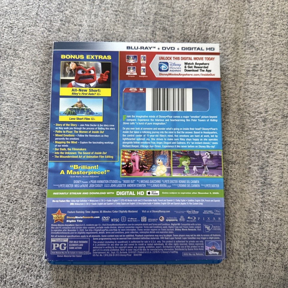 Inside Out Blu-ray and DVD Set with Slipcover 786936846959| eBay