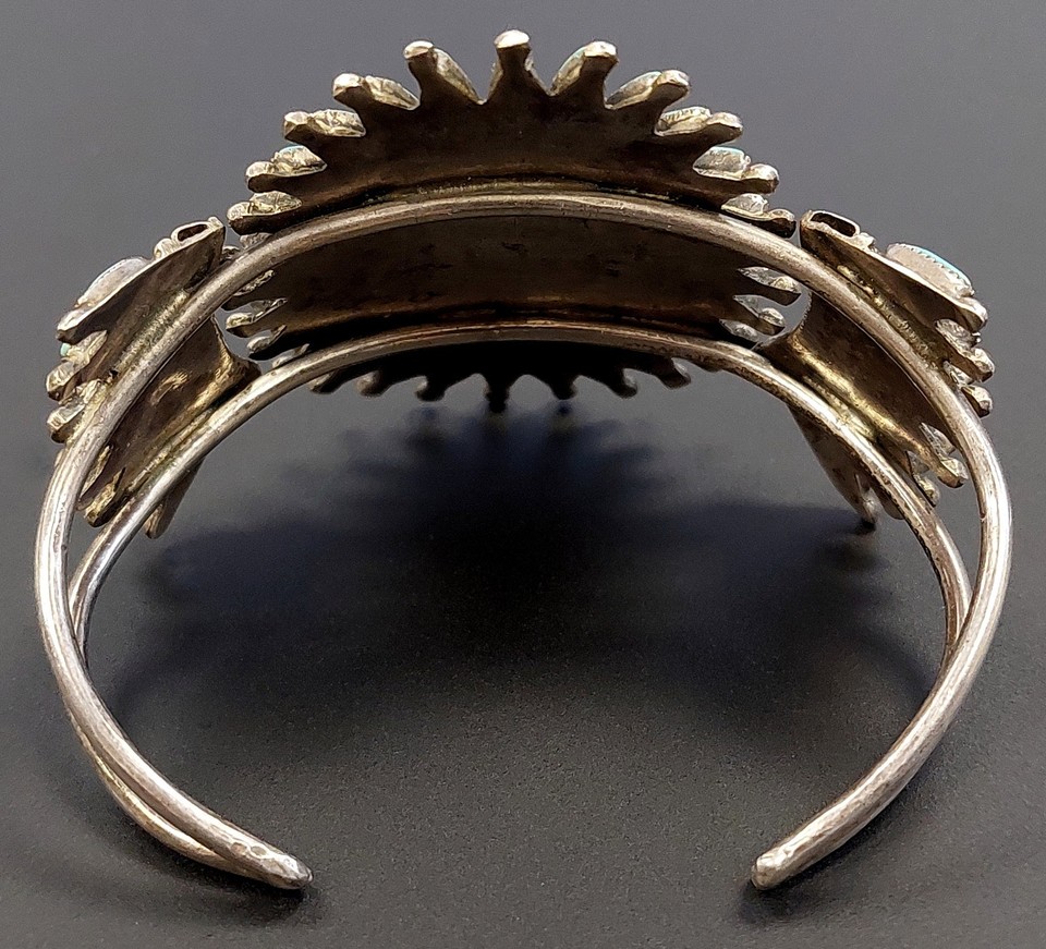 Needle Point Turquoise, Sterling Silver Cuff Bracelet by Beverly Etsate ...