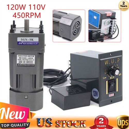 110V AC Gear Motor Electric Motor Variable Speed Controller 1:3 3K 0 ...