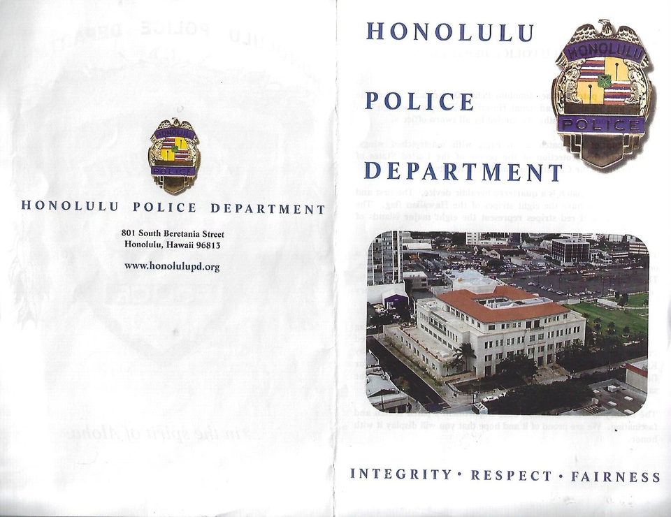 Honolulu Police (Hawaii) Shoulder Patch on a Department History Card | eBay