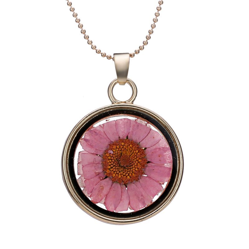 New Natural Real Dried Flower Resin Round Glass Floating Locket Pendant ...