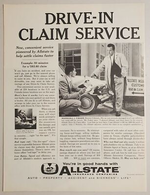 1960 Print Ad Allstate Insurance Drive-In Claim Service Estimate of Car ...