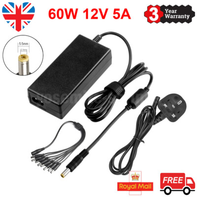 CCTV Power Supply 12Volt 5Amp 8 Ways Power Splitter CCTV Camera LED PSU ...