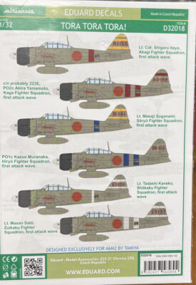 eduard 32018 1/32 Japanese Tora Tora Tora decals set | eBay
