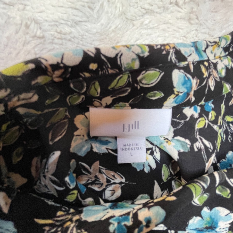 J. Jill Women Button Down Tunic Top Blouse Large Long Sleeve Floral ...