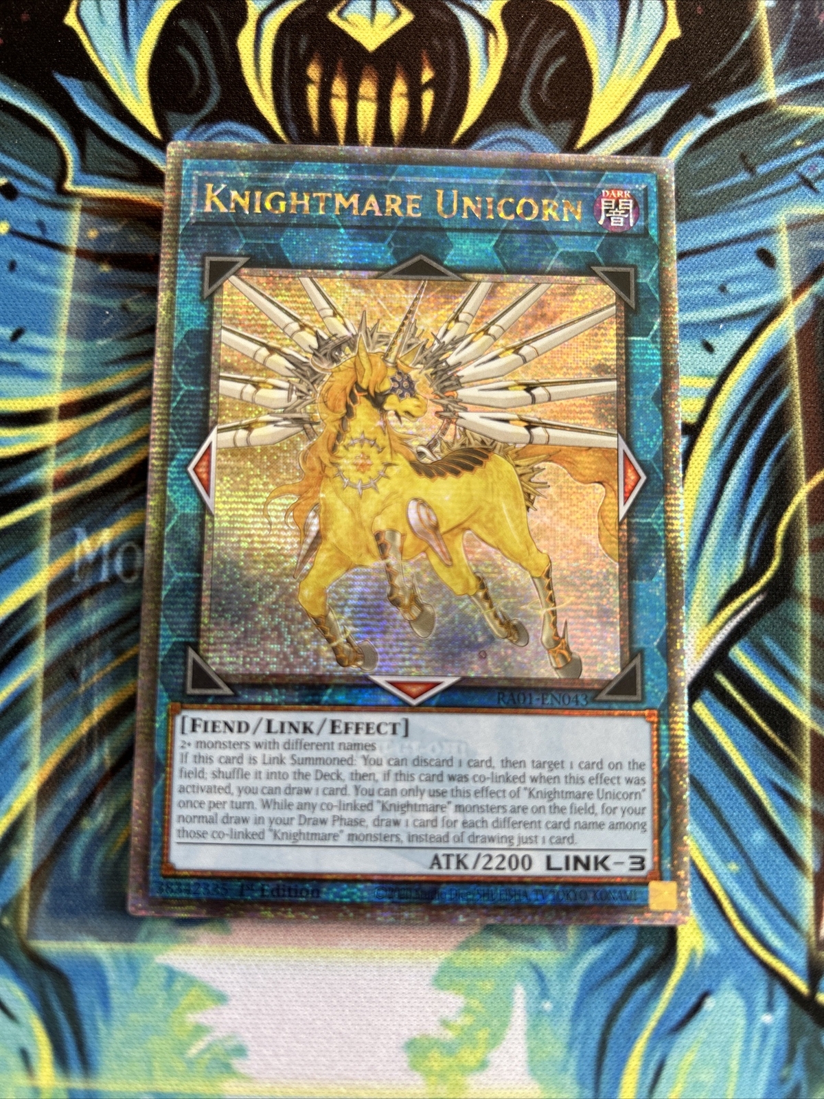 Knightmare Unicorn 1st Edition Quarter Century Secret Rare RA01-EN043 ...