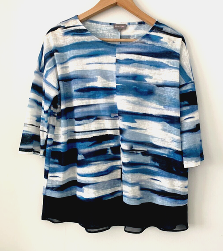 Phase Eight Blue-White Boxy Style Knit Jersey Half Sleeve Top Size 12 ...