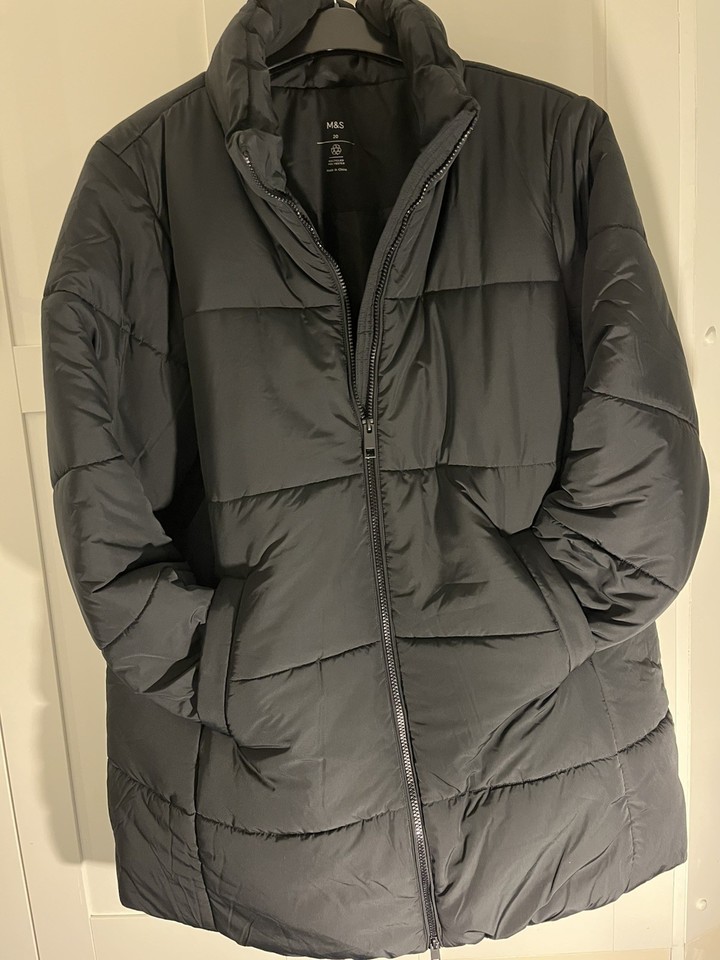Marks and Spencer Thermowarmth Puffer Coat Jacket Black UK 20 | eBay UK