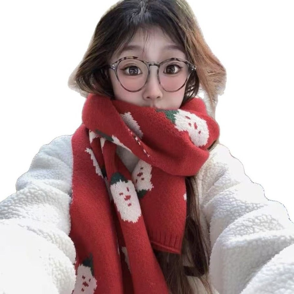 Santa Claus Christmas Women Scarf Winter Knitted Scarves Lovers Gift ...