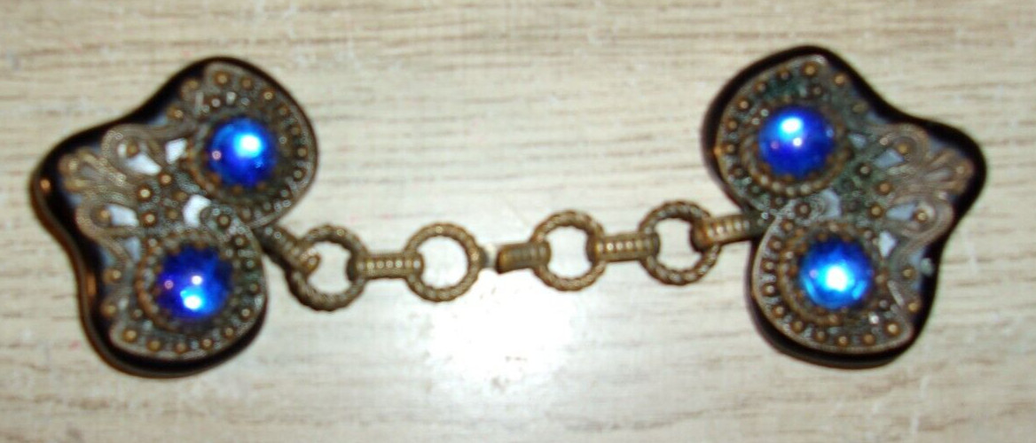 Antique Victorian Coat/Cloak Clasp Bakelite & Brass w… - Gem