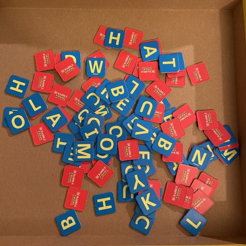 Replacement Scrabble Junior Tiles Letters Pieces 2016 Red & Blue LOT of ...