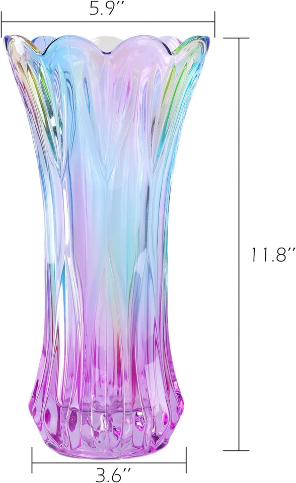 12 Inch Decorative Crystal Glass Colorful Vase for Centerpieces,Smoking ...