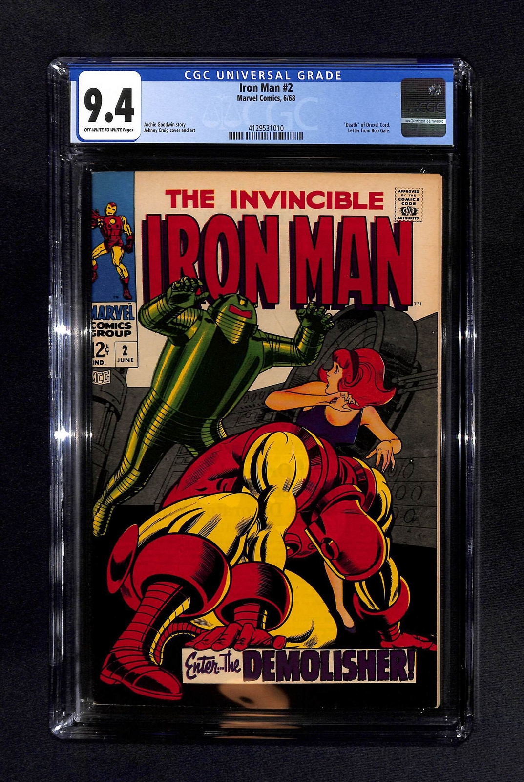 Iron Man #2 CGC 9.4 Death of Drexel Cord Classic Marvel Comic Book ...