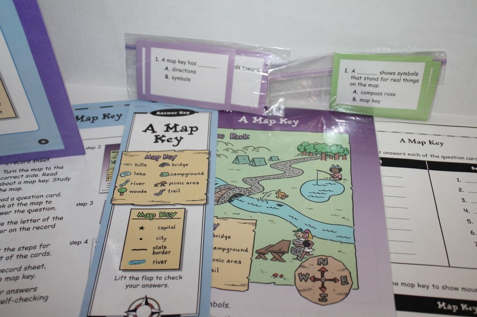 Evan-Moor Geography Folder Center "Using a Map Key" Activity Grades 2-4 ...