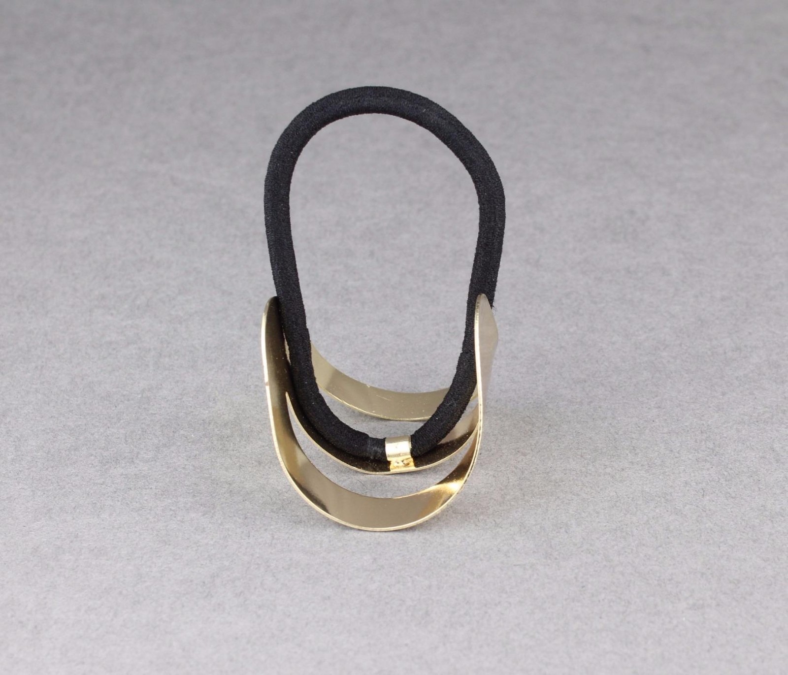 Gold metal cuff ponytail holder genie style stretch elastic pony tail ...