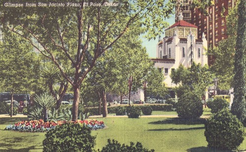 "San Jacinta Plaza, El Paso, Texas" 1949 Vintage Postcard *Worldwide ...
