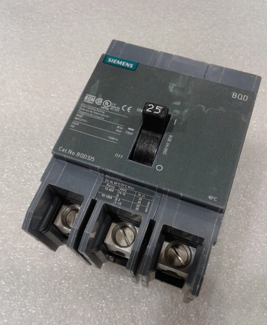 Siemens BQD325 25-Amp, Three-Pole 480Y/277V AC 14KAIC Bolt in Breaker ...