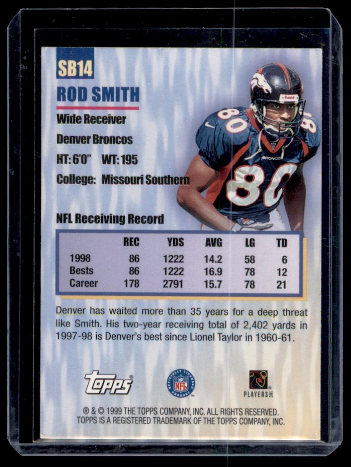 1999 TOPPS SEASON'S BEST ROD SMITH DENVER BRONCOS #SB14 | eBay