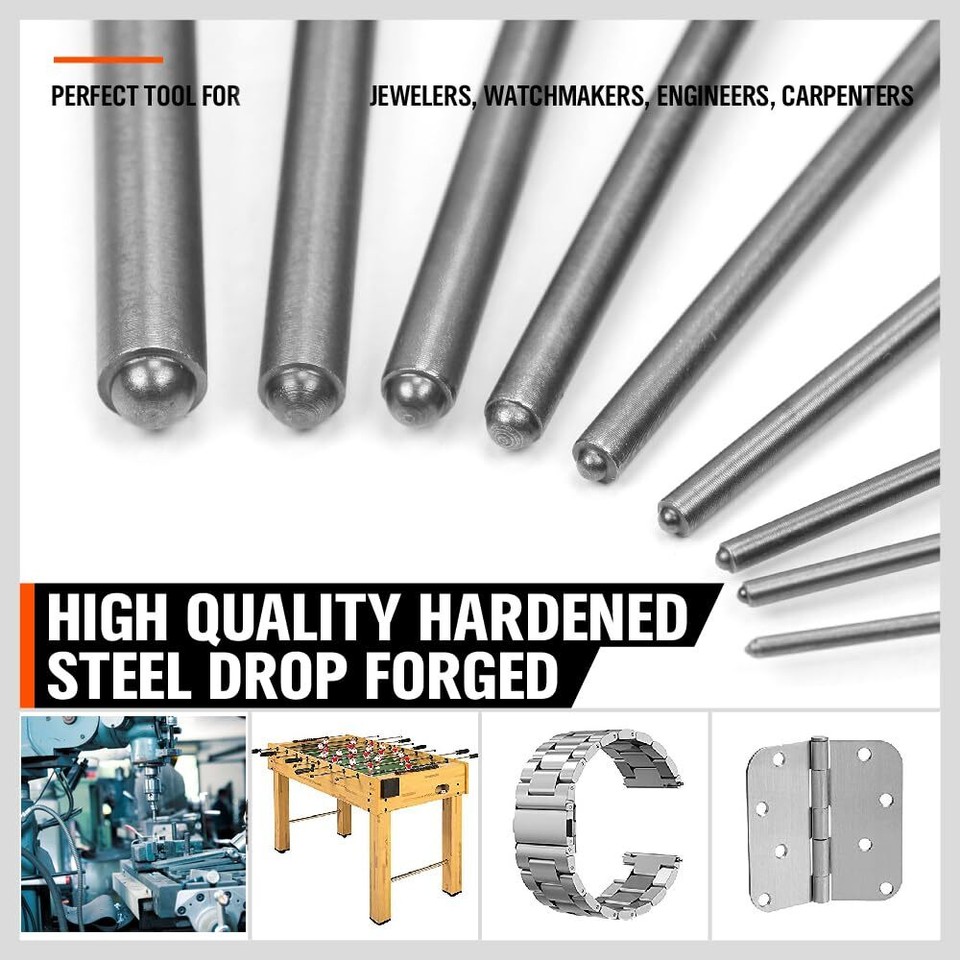 9 Pieces Roll Pin Punch Set, Removing Repair Tool with Holder for ...