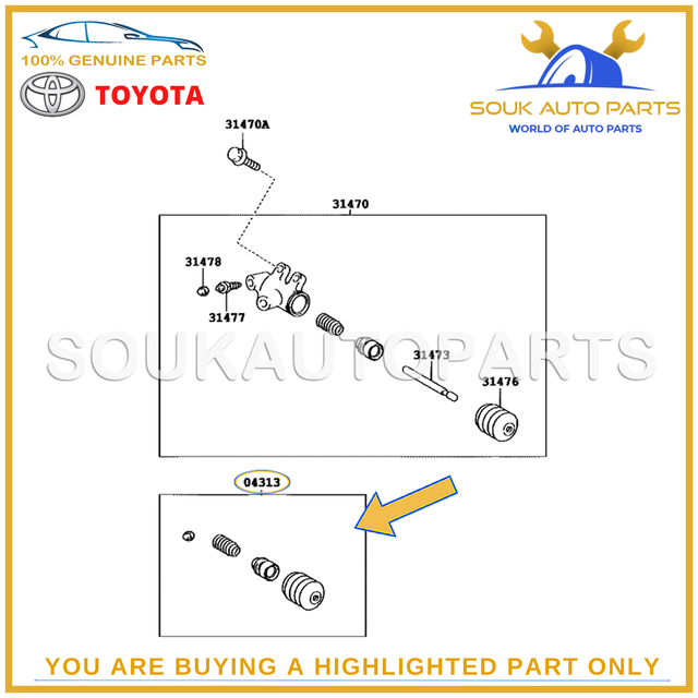 0431337030 Genuine Toyota Cylinder Kit Clutch Release 04313-37030 for ...