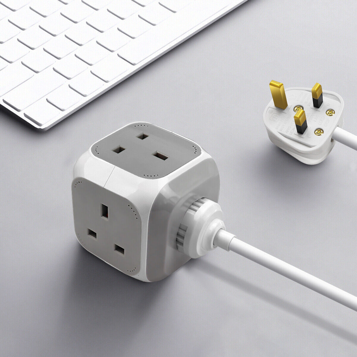 Extrastar 3 Way Power Cube Socket with 2 USB Ports - Grey for sale ...