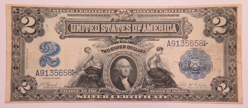 1899 $2 DOLLARS SILVER CERTIFICATE LARGE SIZE U.S. MINT CURRENCY ...