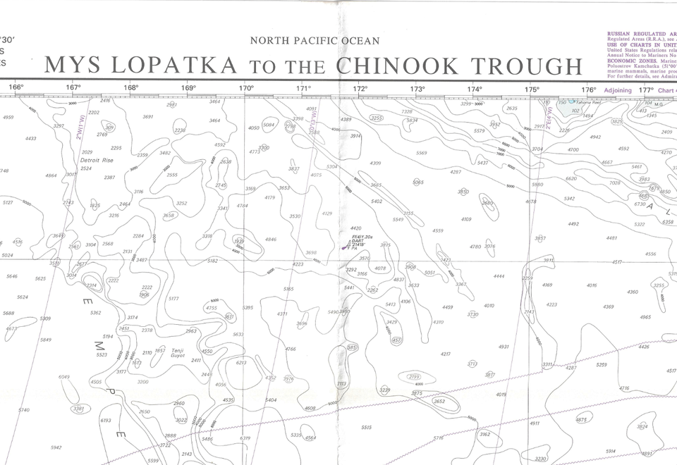 4522 Mys Lopatka To Chinook Trough North Pacific Ocean Chart Map Paper ...