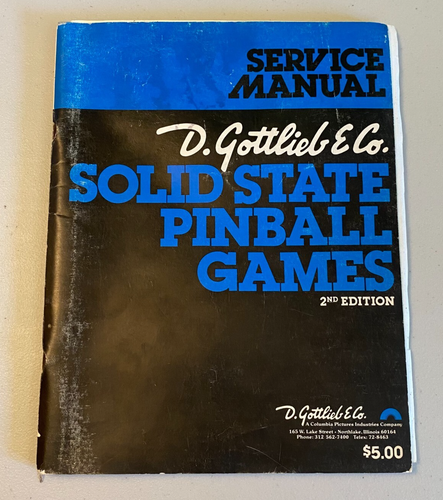 1978 D. Gottlieb & Co Solid State Pinball Games Service Manual 2nd ...