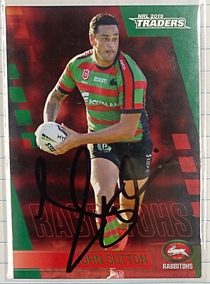 JOHN SUTTON SOUTH SYDNEY RABBITOHS 2019 BEST AND LESS NRL SIGNED CARD ...