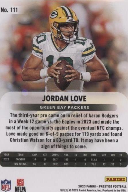 2023 Panini Prestige Jordan Love #111 for sale | eBay