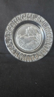 EAPG - Crystal Glass Co. "ABC plate/Rabbit Running" center | eBay